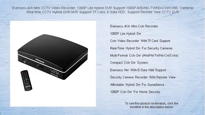 Eversecu 4ch Mini CCTV Video Recorder, 1080P Lite Hybrid DVR Support ...