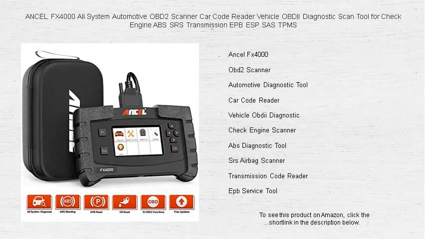 ANCEL FX4000 All System Automotive OBD2 Scanner Car Code Reader Vehicle ...