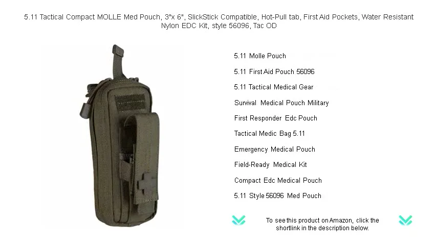 5.11 Tactical Compact MOLLE Med Pouch, 3"x 6", SlickStick Compatible ...
