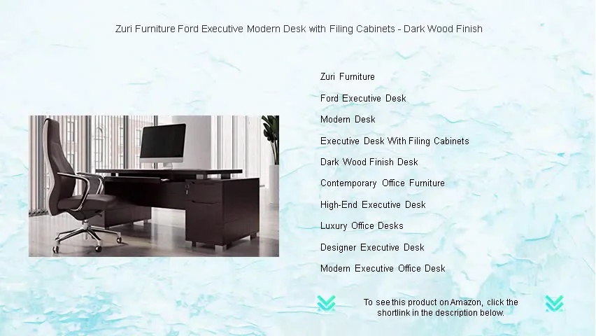 Zuri Furniture Ford Executive Modern Desk with Filing Cabinets - Dark ...