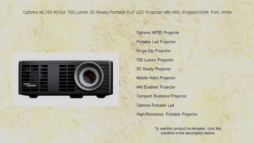Optoma ML750 WXGA 700 Lumen 3D Ready Portable DLP LED Projector with ...