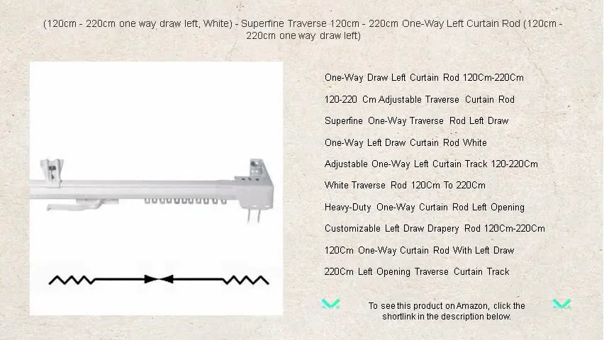 (120cm - 220cm one way draw left, White) - Superfine Traverse 120cm ...