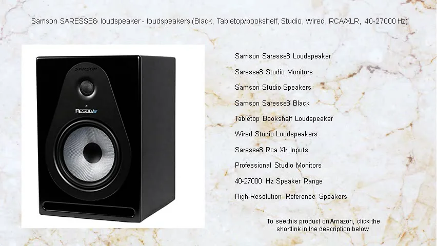 Samson SARESSE8 loudspeaker - loudspeakers (Black, Tabletop/bookshelf ...
