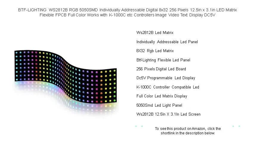 BTF-LIGHTING WS2812B RGB 5050SMD Individually Addressable Digital 8x32 ...