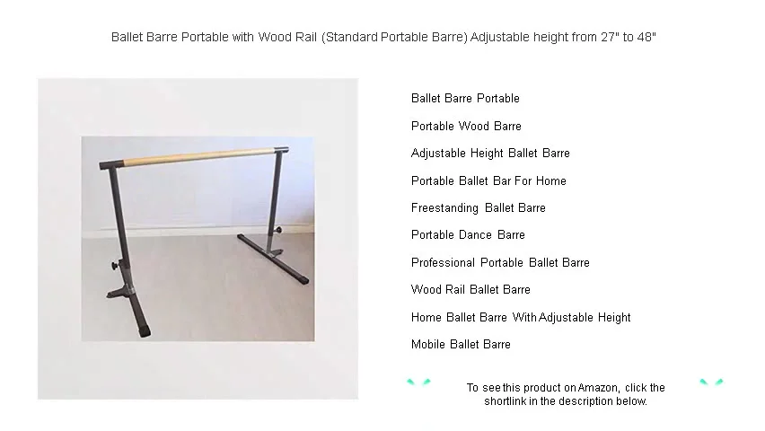 Ballet Barre Portable with Wood Rail (Standard Portable Barre ...