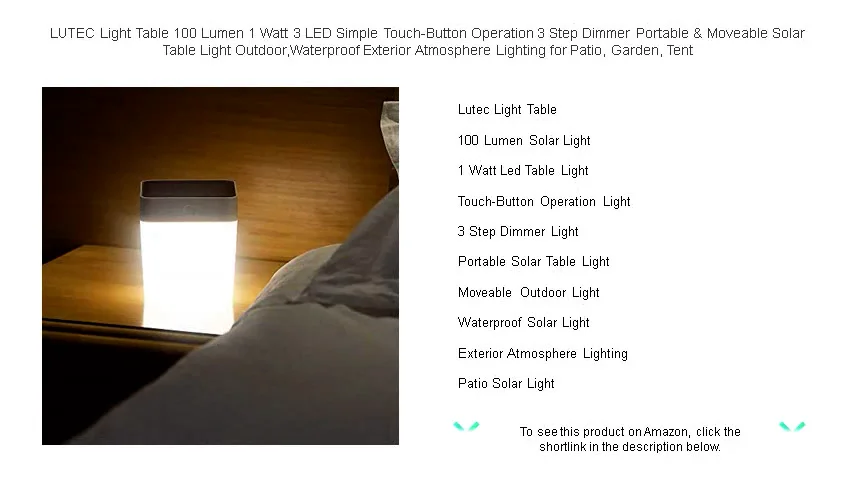 LUTEC Light Table 100 Lumen 1 Watt 3 LED Simple Touch-Button Operation ...