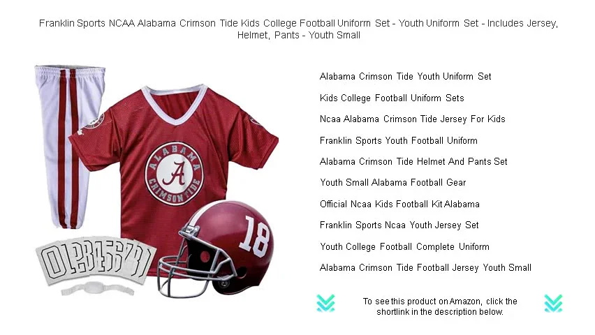 Franklin Sports NCAA Alabama Crimson Tide Kids College Football Uniform ...