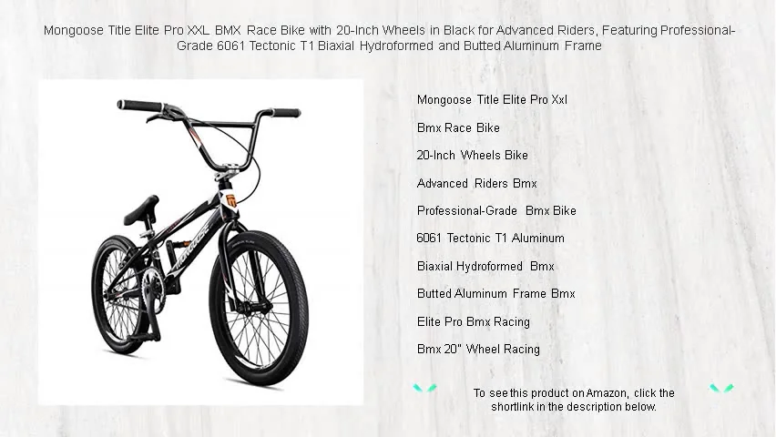 Mongoose Title Elite Pro XXL BMX Race Bike with 20-Inch Wheels in Black ...