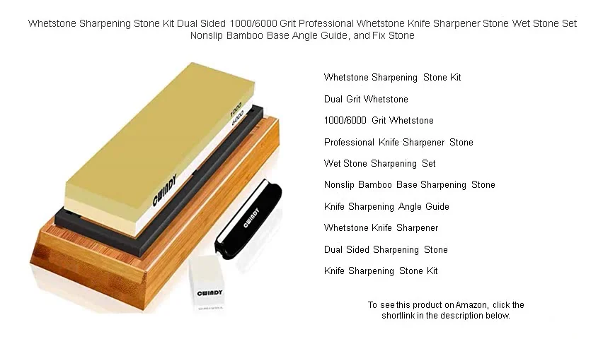 Whetstone Sharpening Stone Kit Dual Sided 1000/6000 Grit Professional ...