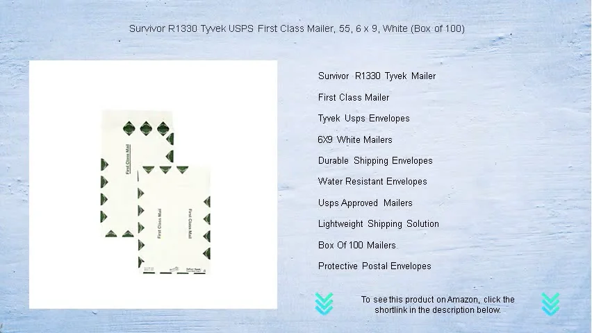 Survivor R1330 Tyvek USPS First Class Mailer, 55, 6 x 9, White (Box of 100)
