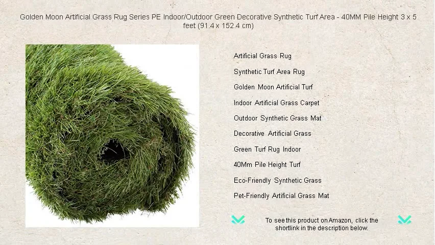Golden Moon Artificial Grass Rug Series PE Indoor/Outdoor Green ...