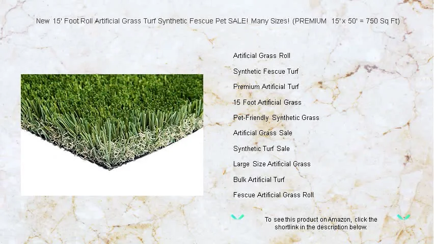 New 15' Foot Roll Artificial Grass Turf Synthetic Fescue Pet SALE! Many ...