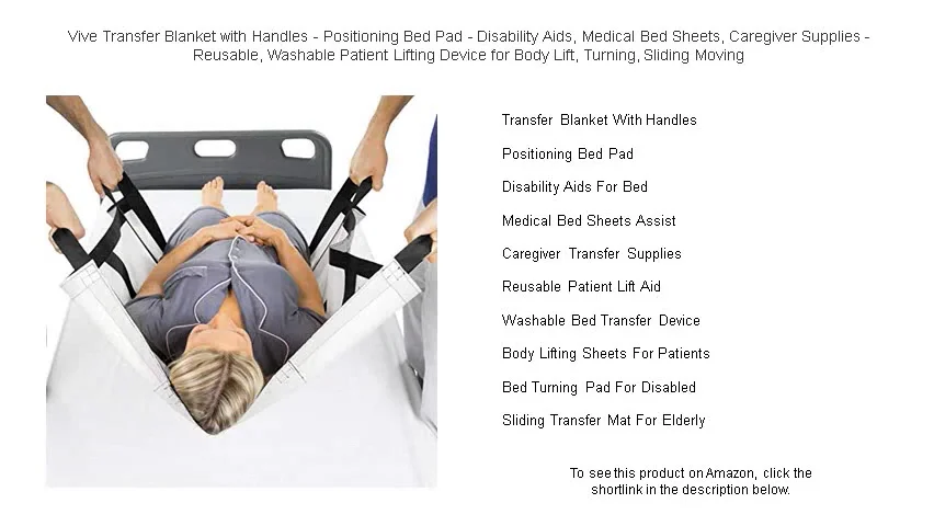 Vive Transfer Blanket with Handles - Positioning Bed Pad - Disability ...