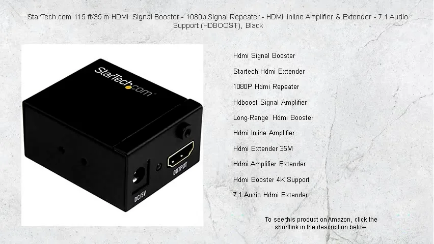 StarTech.com 115 ft/35 m HDMI Signal Booster - 1080p Signal Repeater ...