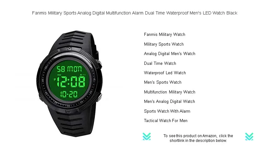 Fanmis Military Sports Analog Digital Multifunction Alarm Dual Time ...