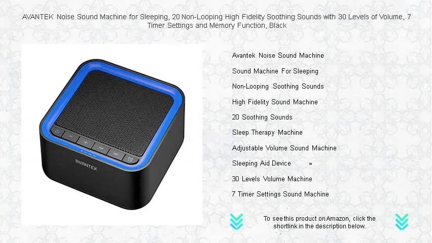 AVANTEK Noise Sound Machine for Sleeping, 20 Non-Looping High Fidelity ...