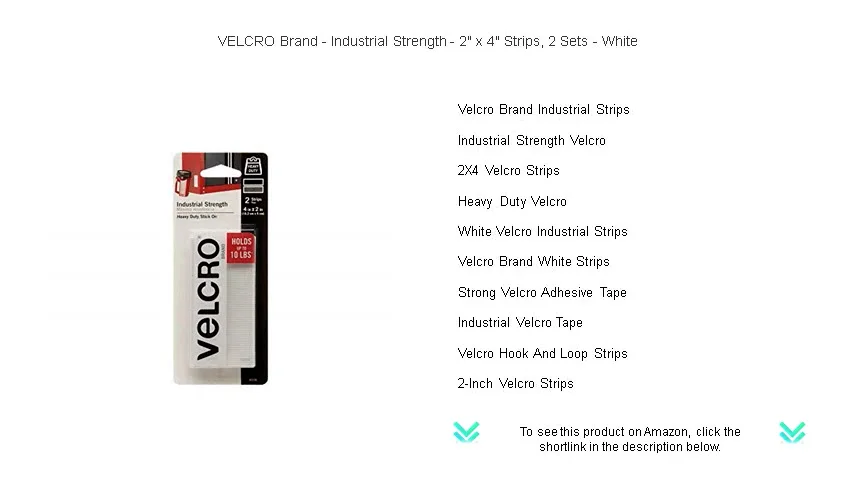 VELCRO Brand - Industrial Strength - 2" x 4" Strips, 2 Sets - White on ...