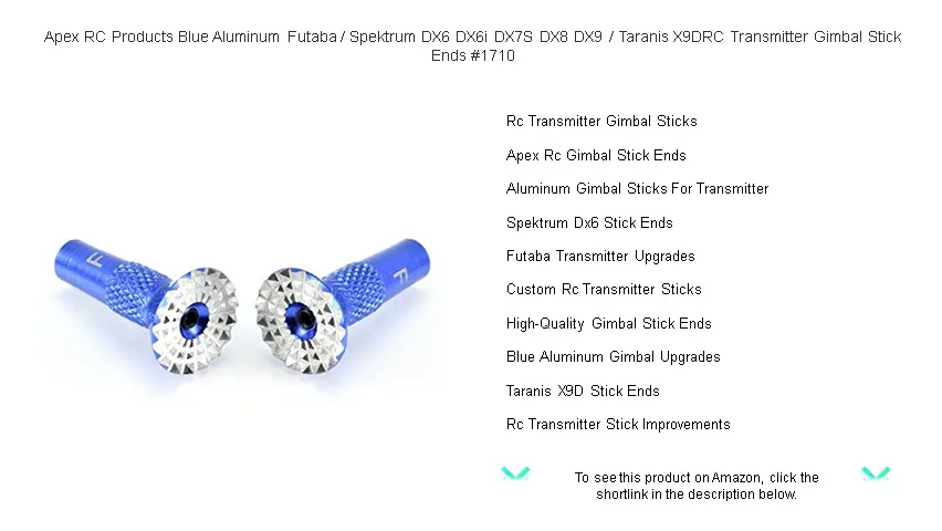 Apex RC Products Blue Aluminum Futaba / Spektrum DX6 DX6i DX7S DX8 DX9 ...