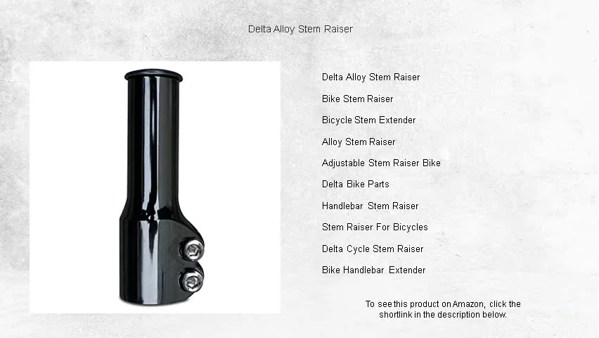 Delta Alloy Stem Raiser on Vimeo