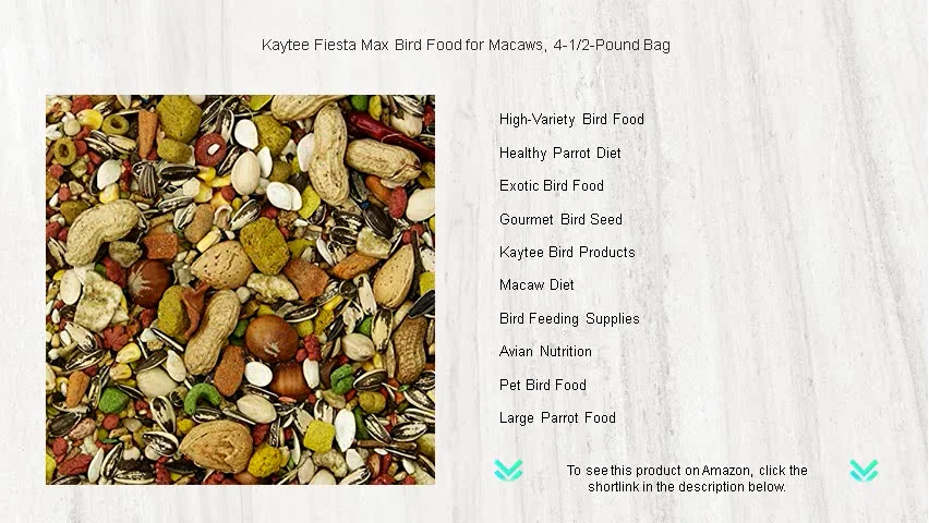 Kaytee Fiesta Max Bird Food for Macaws, 4-1/2-Pound Bag on Vimeo