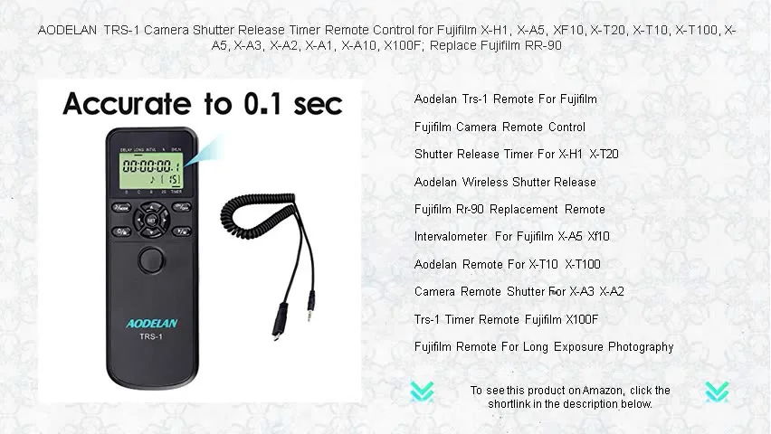 AODELAN TRS-1 Camera Shutter Release Timer Remote Control for Fujifilm X-H1, X-A5, XF10, X-T20 ...