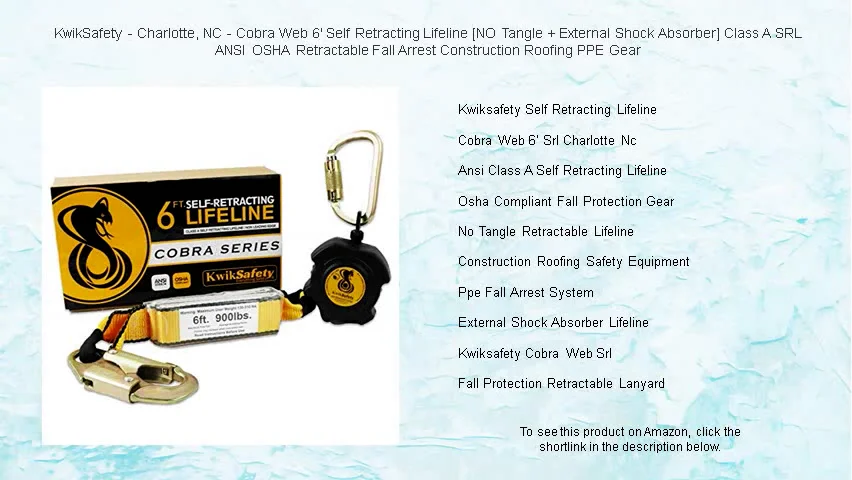 KwikSafety - Charlotte, NC - Cobra Web 6' Self Retracting Lifeline [NO ...