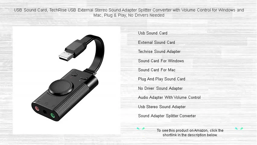 USB Sound Card, TechRise USB External Stereo Sound Adapter Splitter ...