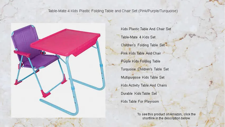 Table-Mate 4 Kids Plastic Folding Table and Chair Set (Pink/Purple/Turquoise) on Vimeo