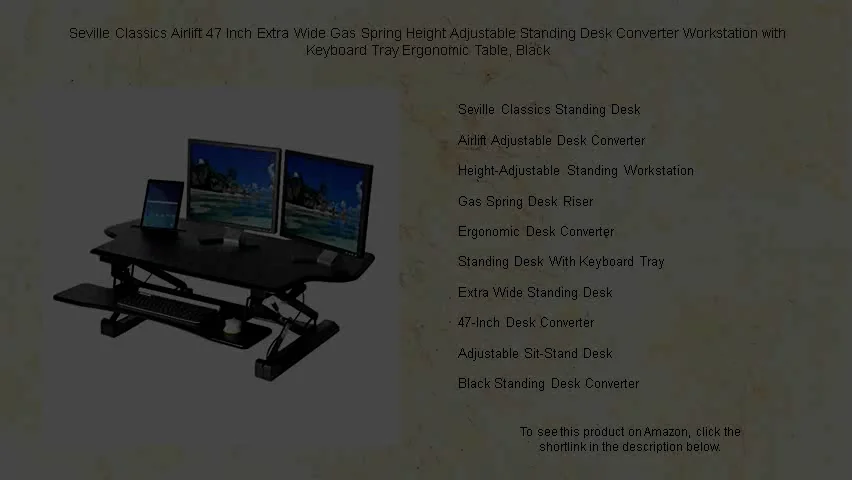 Seville Classics Airlift 47 Inch Extra Wide Gas Spring Height Adjustable Standing Desk Converter ...