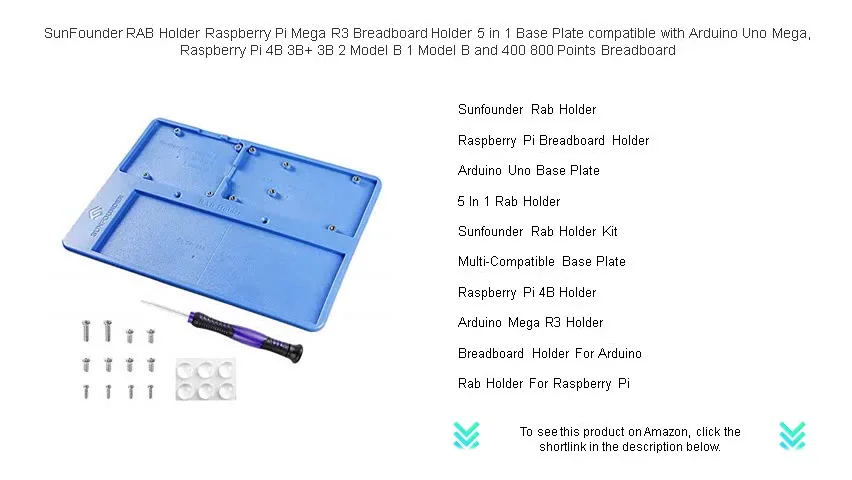 SunFounder RAB Holder Raspberry Pi Mega R3 Breadboard Holder 5 in 1 Base Plate compatible with ...