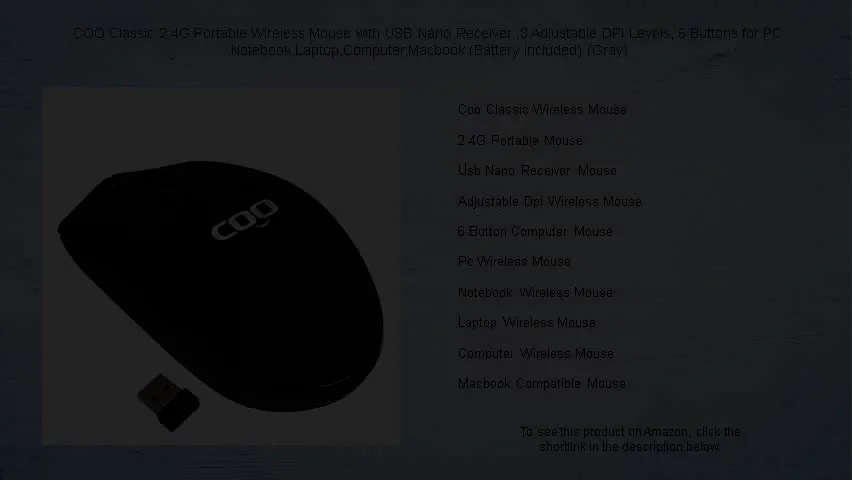 COO Classic 2.4G Portable Wireless Mouse with USB Nano Receiver ,3 ...