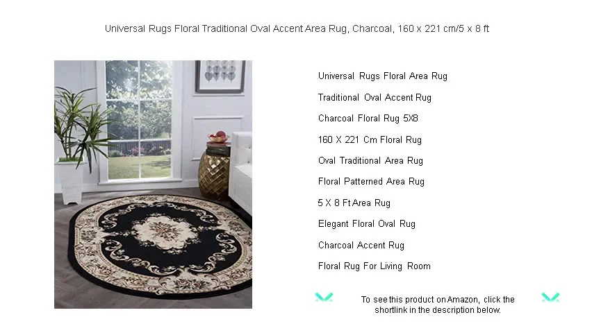 Universal Rugs Floral Traditional Oval Accent Area Rug, Charcoal, 160 x ...
