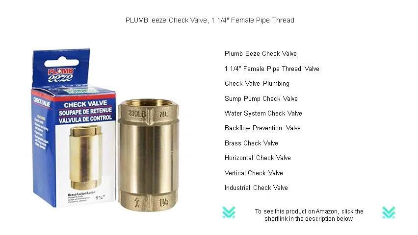 PLUMB eeze Check Valve, 1 1/4" Female Pipe Thread on Vimeo