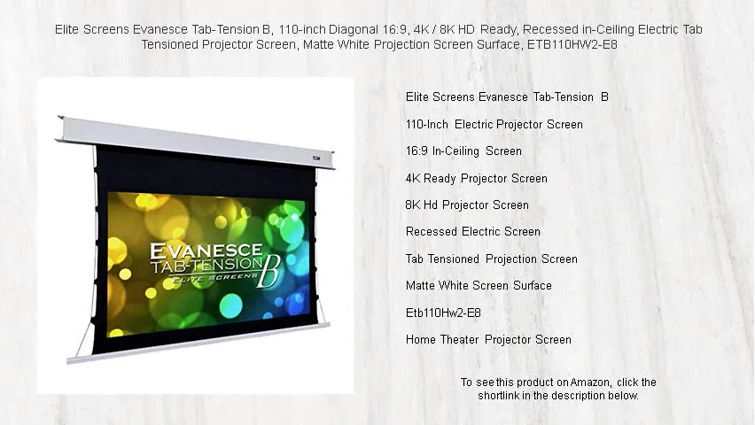 Elite Screens Evanesce Tab-Tension B, 110-inch Diagonal 16:9, 4K / 8K ...