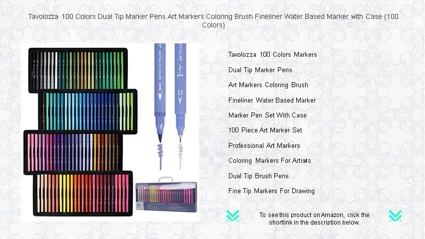 Tavolozza 100 Colors Dual Tip Marker Pens Art Markers Coloring Brush ...