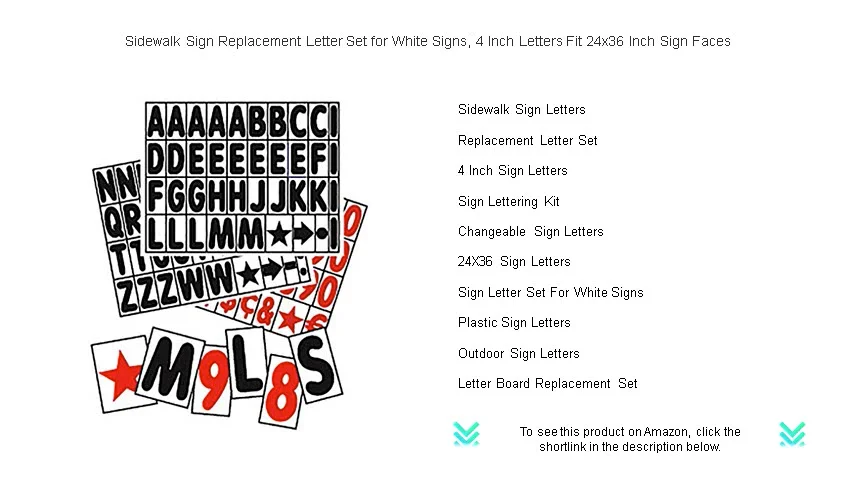 Sidewalk Sign Replacement Letter Set for White Signs, 4 Inch Letters ...