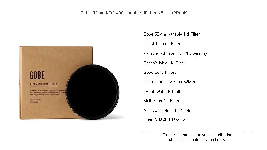 Gobe 52mm ND2-400 Variable ND Lens Filter (2Peak) on Vimeo