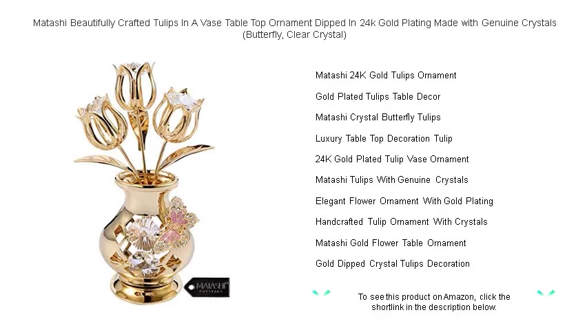 Matashi Beautifully Crafted Tulips In A Vase Table Top Ornament Dipped ...