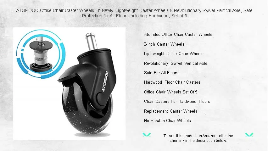 ATOMDOC Office Chair Caster Wheels, 3" Newly Lightweight Caster Wheels ...