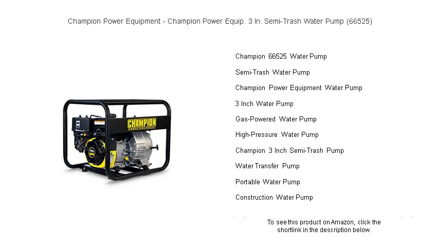 Champion Power Equipment - Champion Power Equip. 3 In. Semi-Trash Water ...