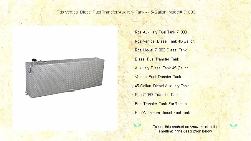 Fuel Transfer Tank RDS Rectangular Auxiliary Transfer Fuel Tank - 91 ...