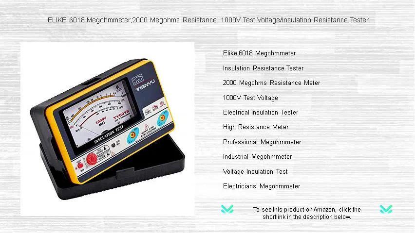 ELIKE 6018 Megohmmeter,2000 Megohms Resistance, 1000V Test Voltage ...