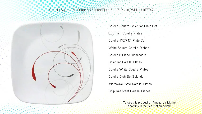 Corelle Square Splendor 8.75-Inch Plate Set (6-Piece) White 1107747