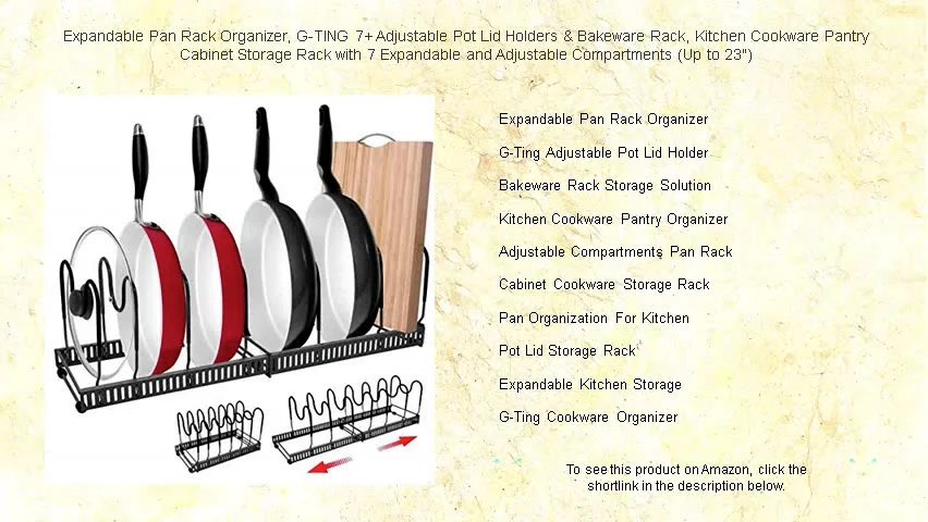 Expandable Pan Rack Organizer, G-TING 7+ Adjustable Pot Lid Holders ...