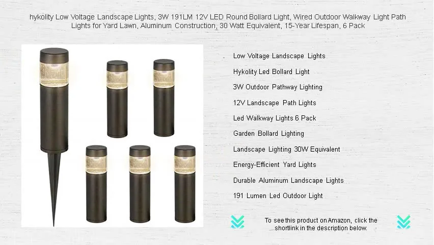 hykolity Low Voltage Landscape Lights, 3W 191LM 12V LED Round Bollard ...