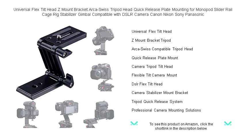 Universal Flex Tilt Head Z Mount Bracket Arca-Swiss Tripod Head Quick ...