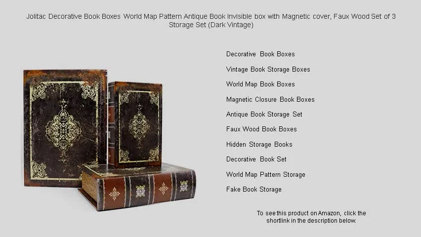 Jolitac Decorative Book Boxes World Map Pattern Antique Book Invisible ...
