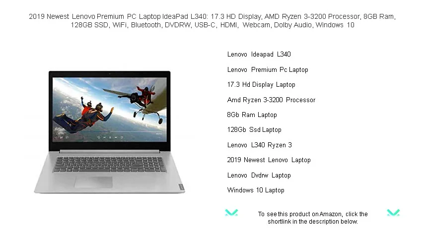 2019 Newest Lenovo Premium PC Laptop IdeaPad L340: 17.3 HD Display, AMD ...