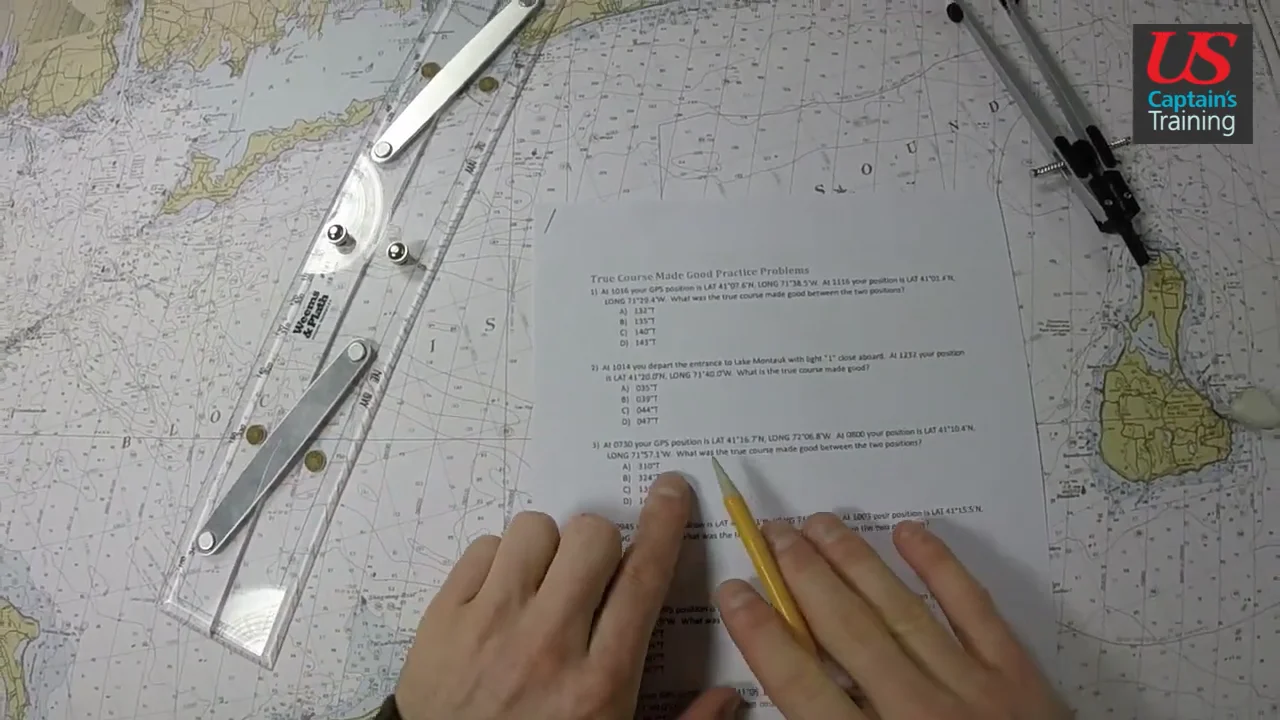 Captain License Chart Navigation – True Course Made Good Practice ...