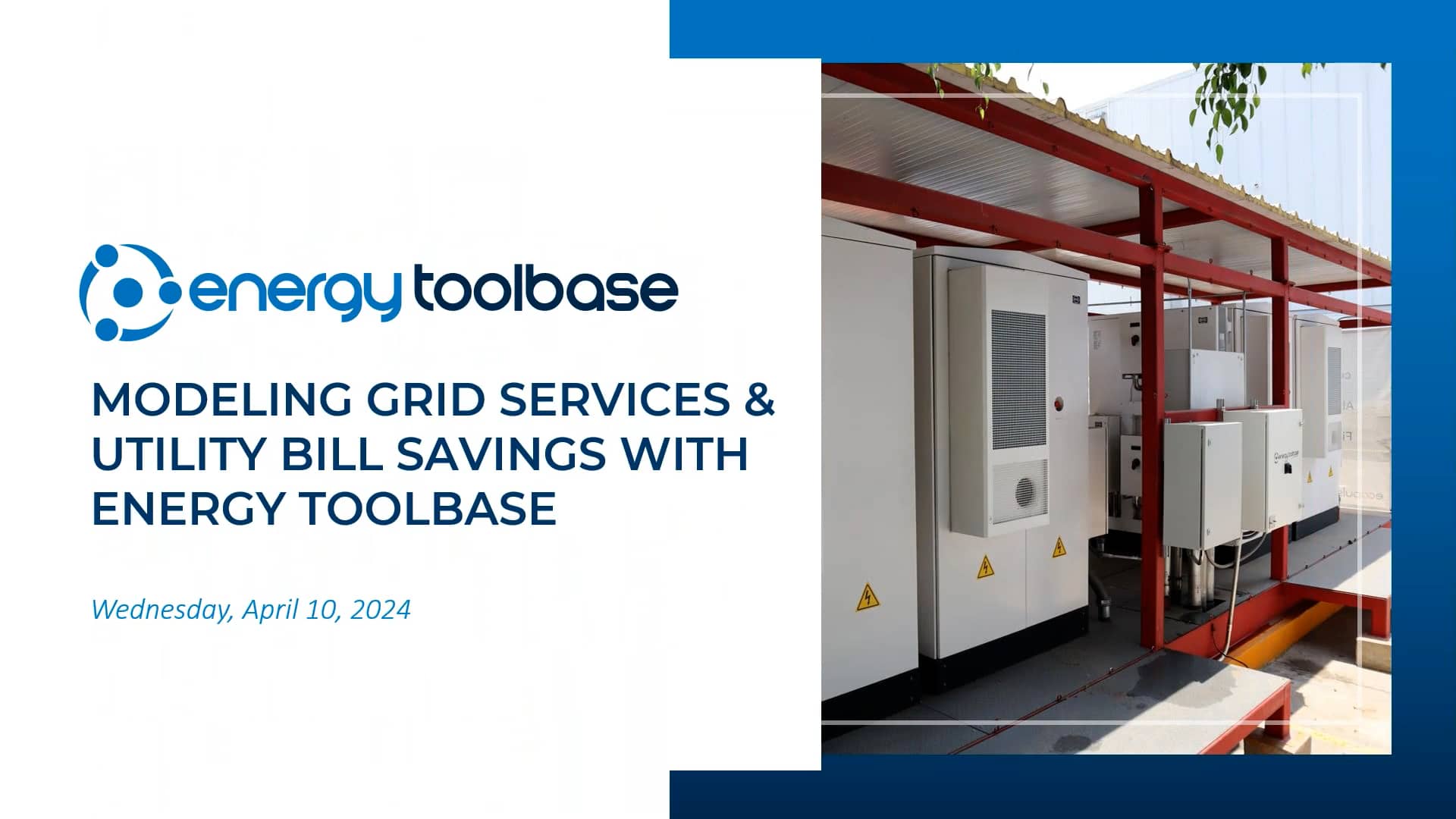 WEBINAR: Modeling Grid Services & Utility Bill Savings with Energy Toolbase on Vimeo